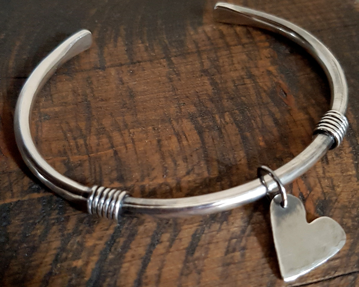 Sterling Silver Heart 'Boudicca' Torque Bangle – Iceni Jewellery